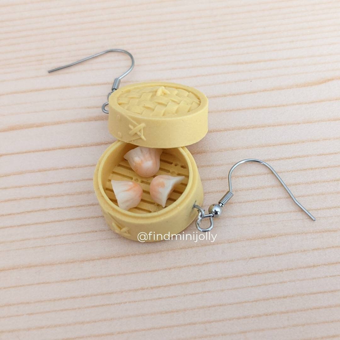 Har Gow Dim Sum Earrings Miniature Food Earrings Clay - Etsy