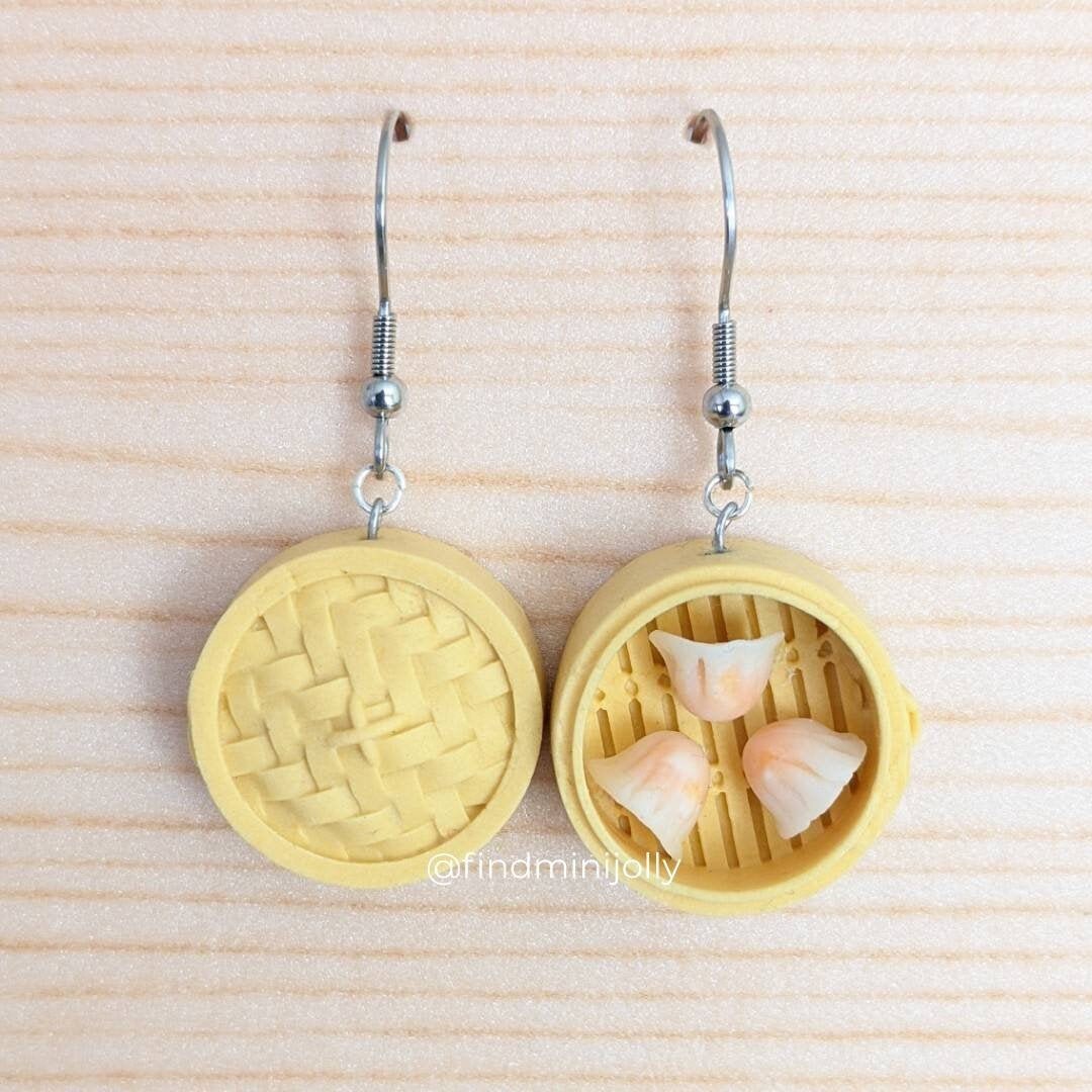Har Gow Dim Sum Earrings, Miniature Food Earrings, Clay Earring, Gift ...