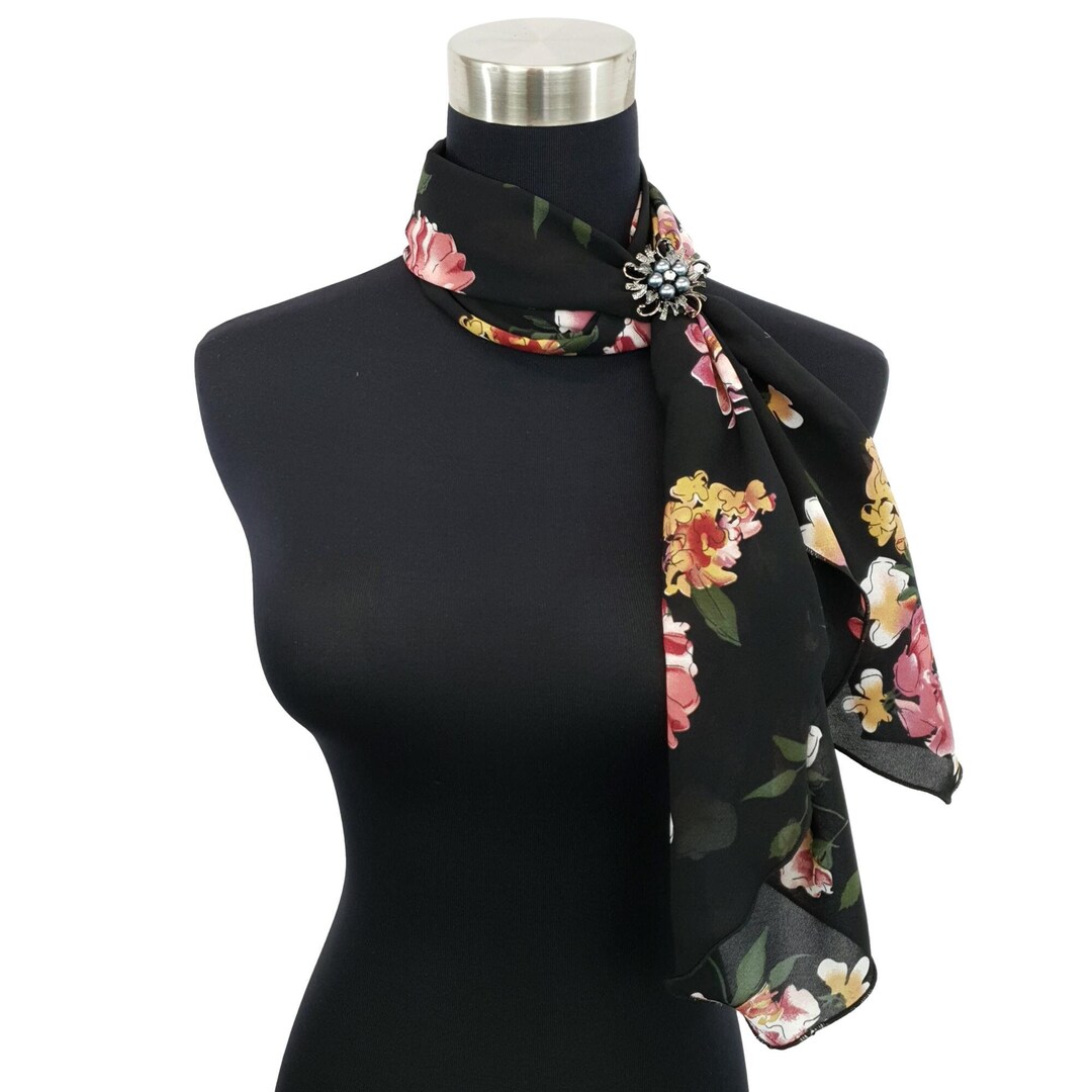 Neck Scarf for Women Sheer Lightweight Chiffon Skinny Neckerchief With ...