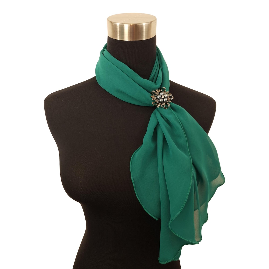 Womens Sheer Chiffon Neck Scarf and Trio Ring Boxed Gift Set emerald by ...