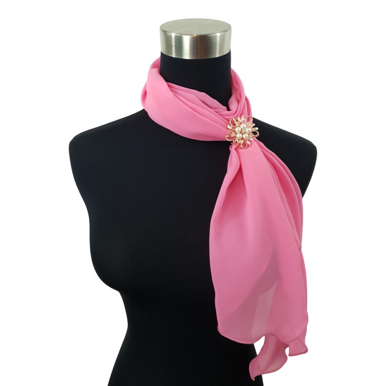 Neck Scarf for Women Sheer Lightweight Chiffon Skinny Neckerchief With ...