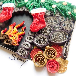 Christmas Fireplace-signature Art-quilled Paper Art - Etsy
