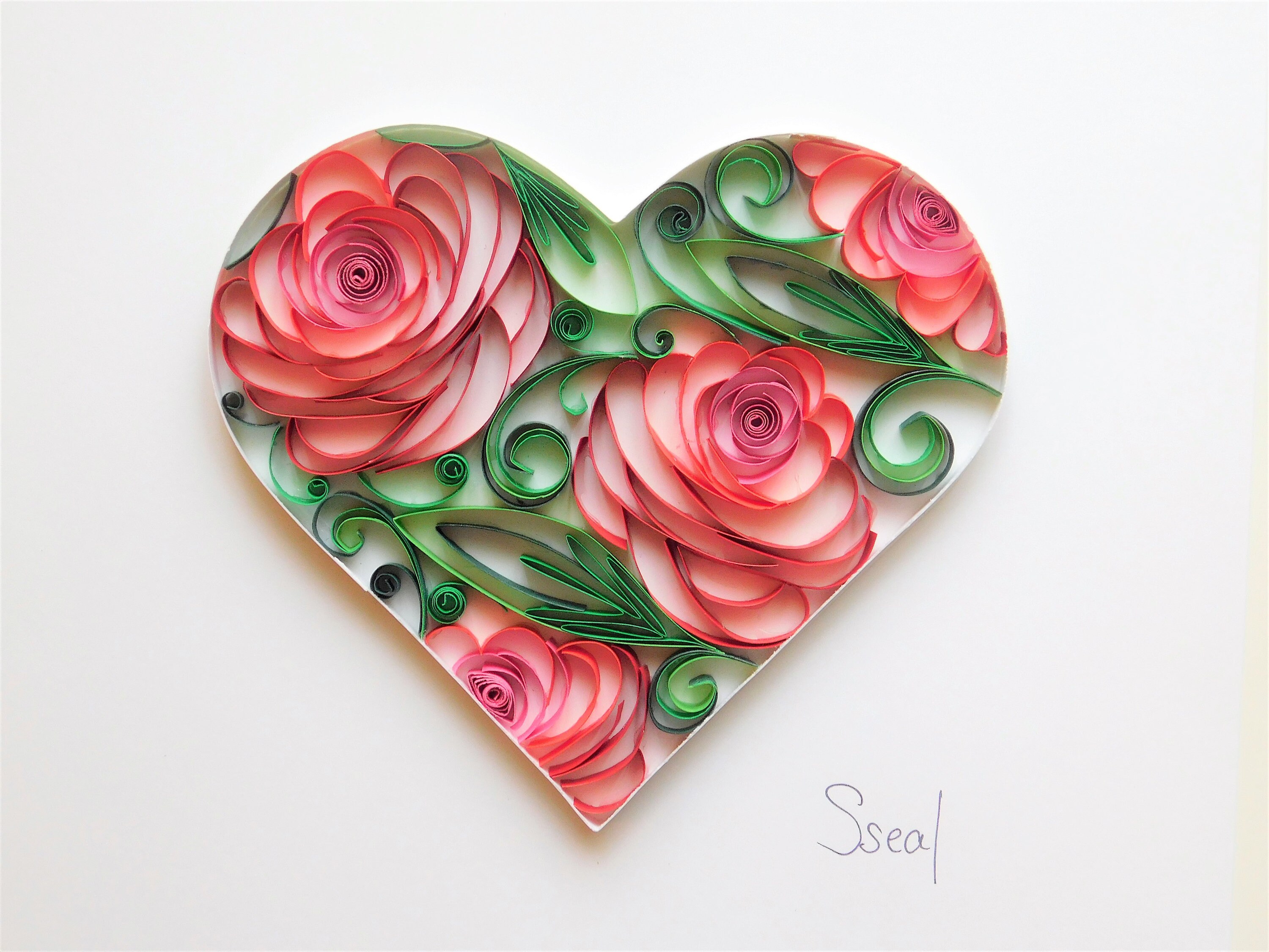 Rose in Heart-signature Artwork-valentines - Etsy