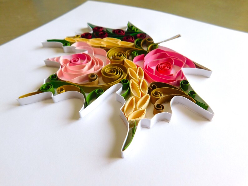 Floral Maple Leaf Quilled Art - Etsy