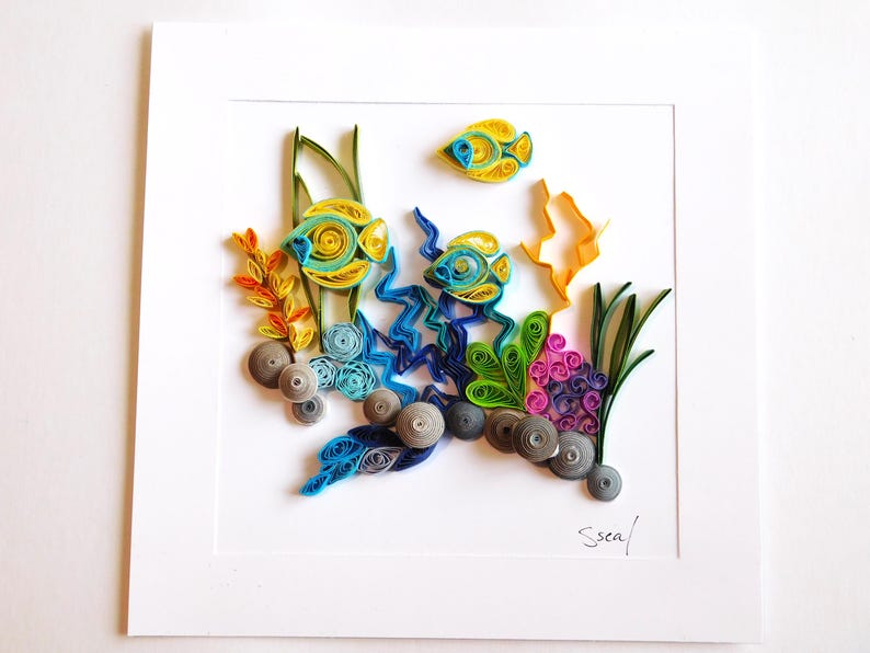 Coral Reef With Yellow and Blue Fish - Etsy