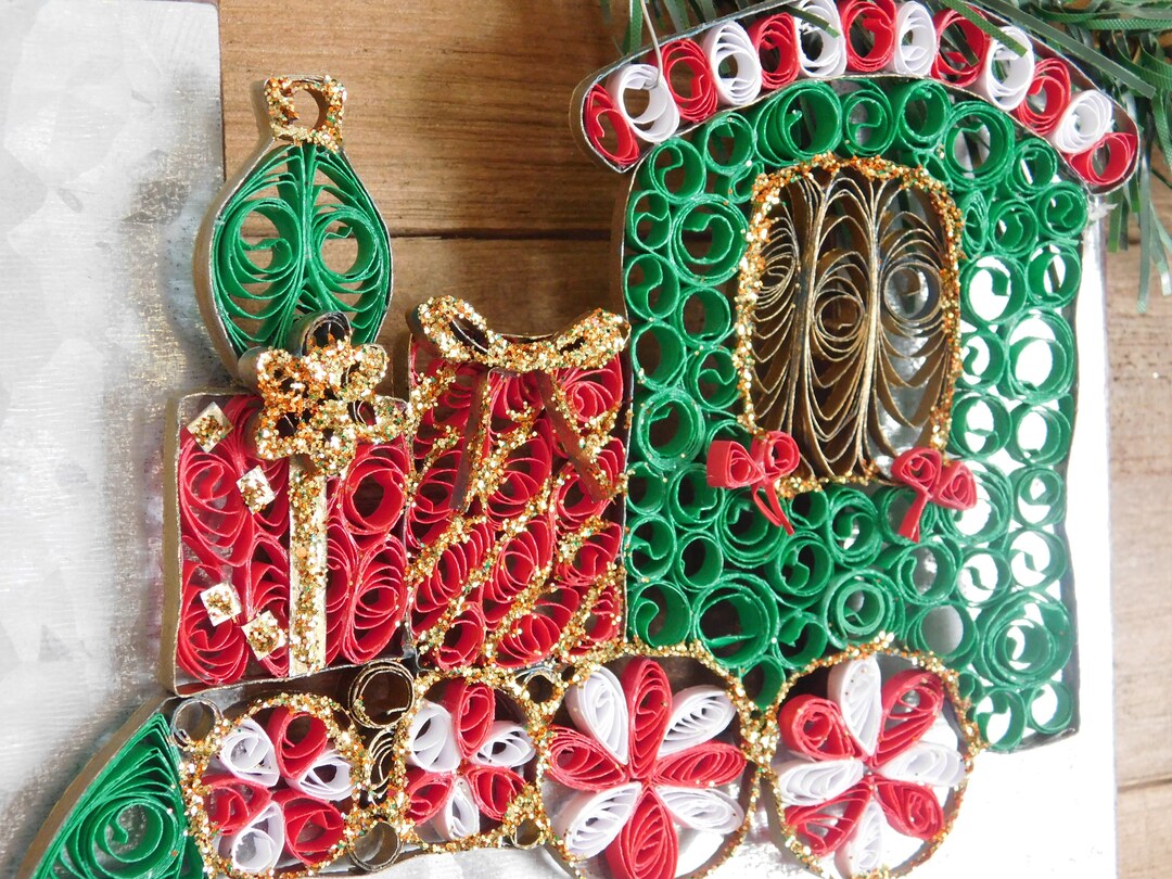 Quilled Paper Christmas Ornament Traditional Train Gold Trim - Etsy UK