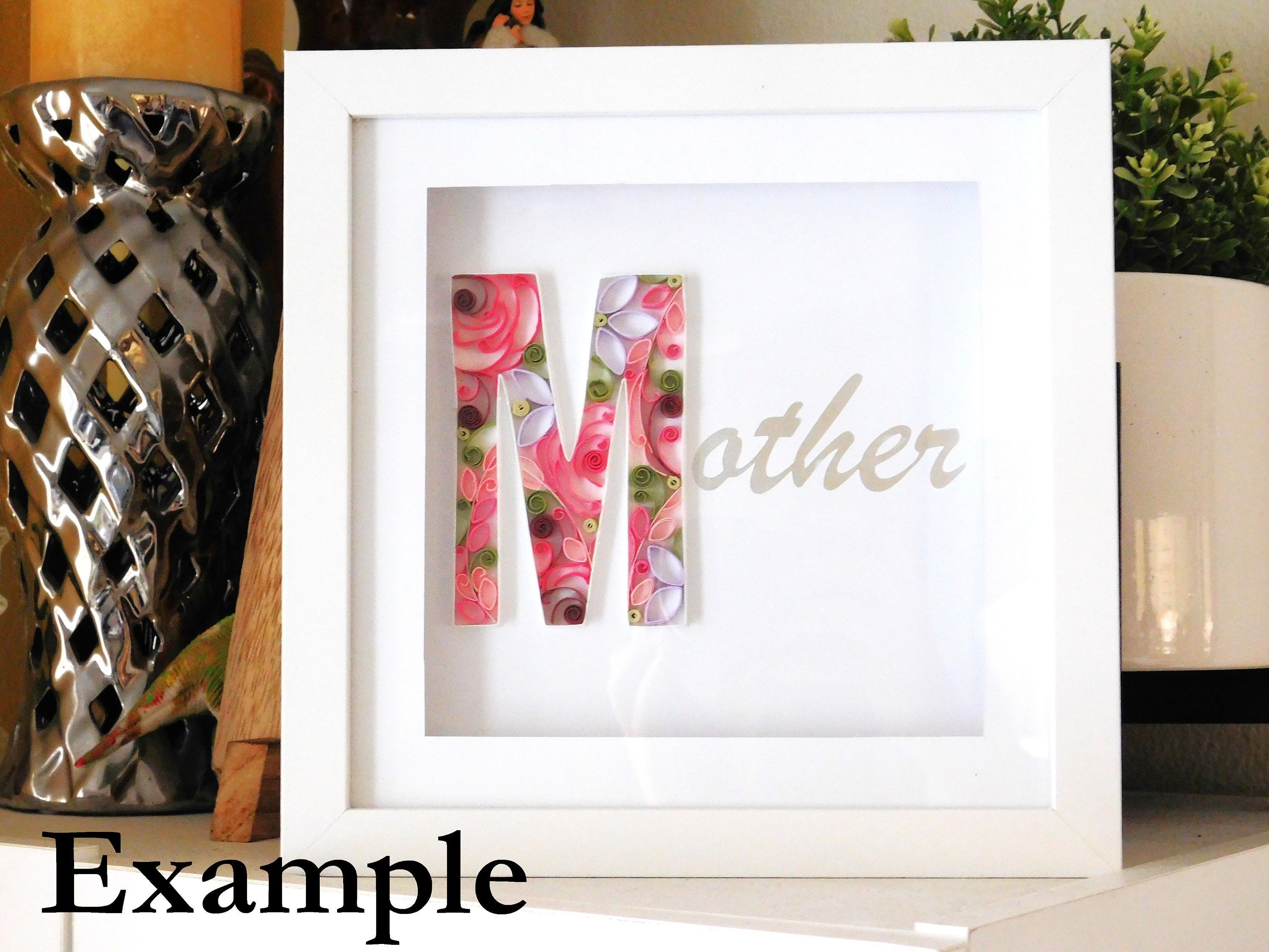 Mother Monogram M With Metallic Lettering/quilled Art - Etsy