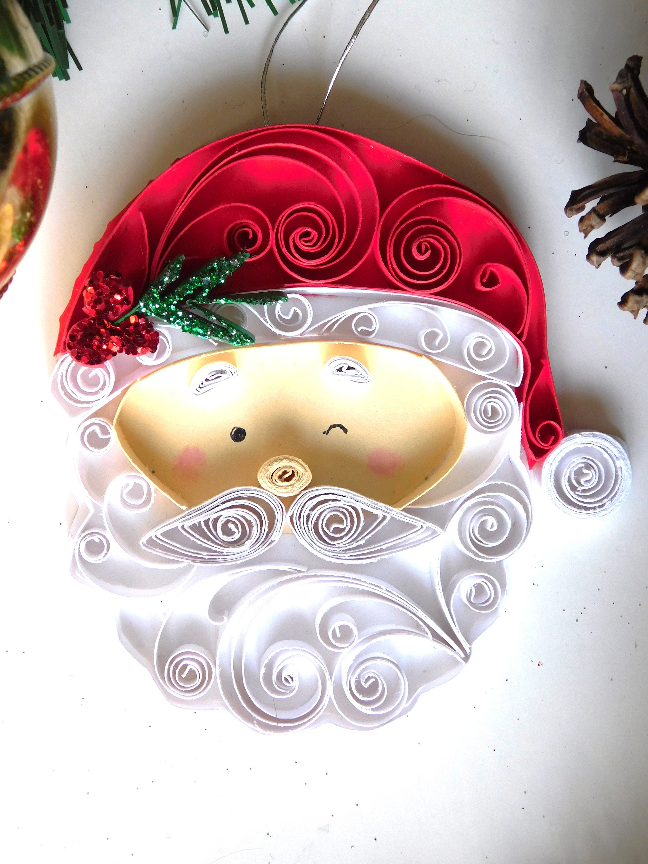 Santa Quilled Ornament-paper Quilled Art - Etsy
