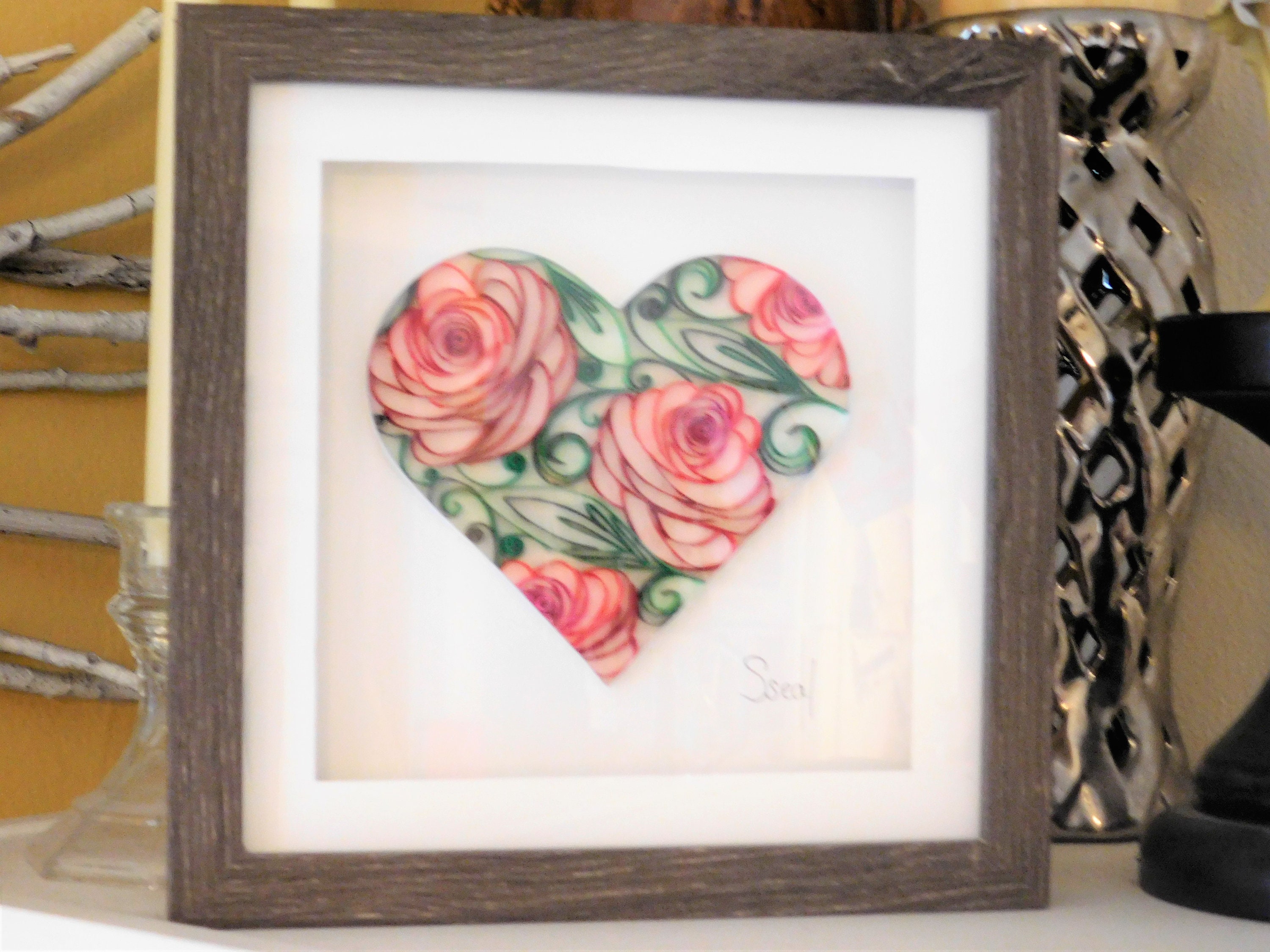 Rose in Heart-signature Artwork-valentines - Etsy