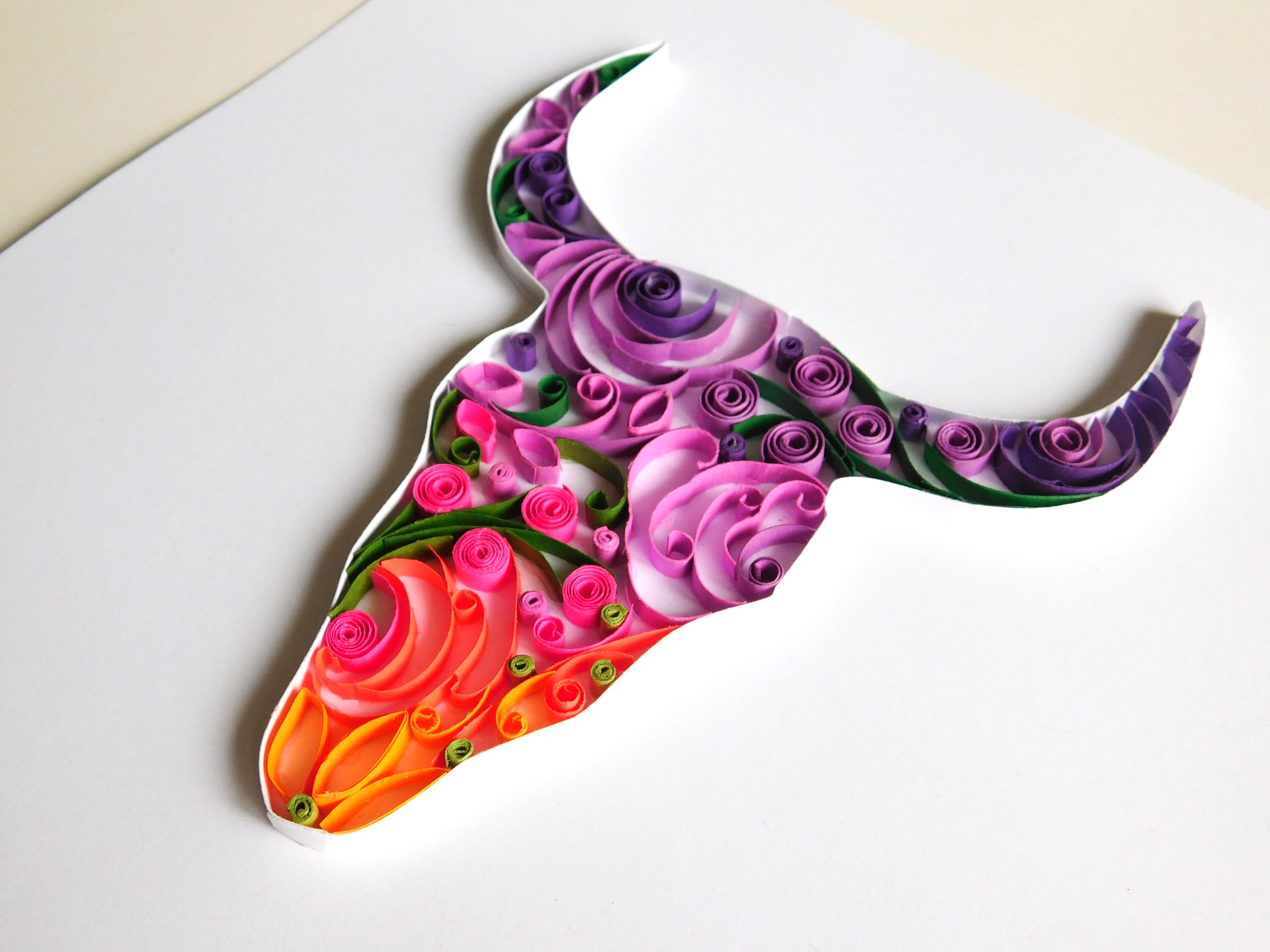 Desert Sunset Floral Skull/ Quilled Art - Etsy