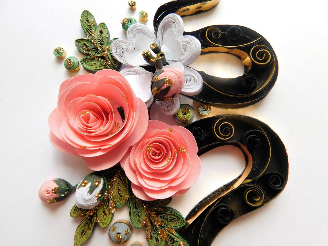 Black Snake With Roses and Gold Trim-signatire Artwork-quilled Art - Etsy