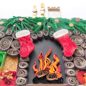 Christmas Fireplace-signature Art-quilled Paper Art - Etsy
