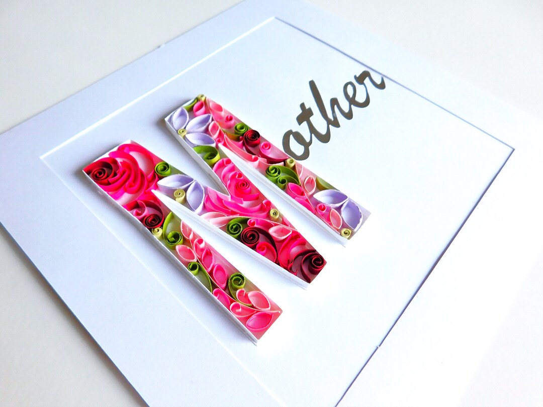 Mother Monogram M With Metallic Lettering/quilled Art - Etsy