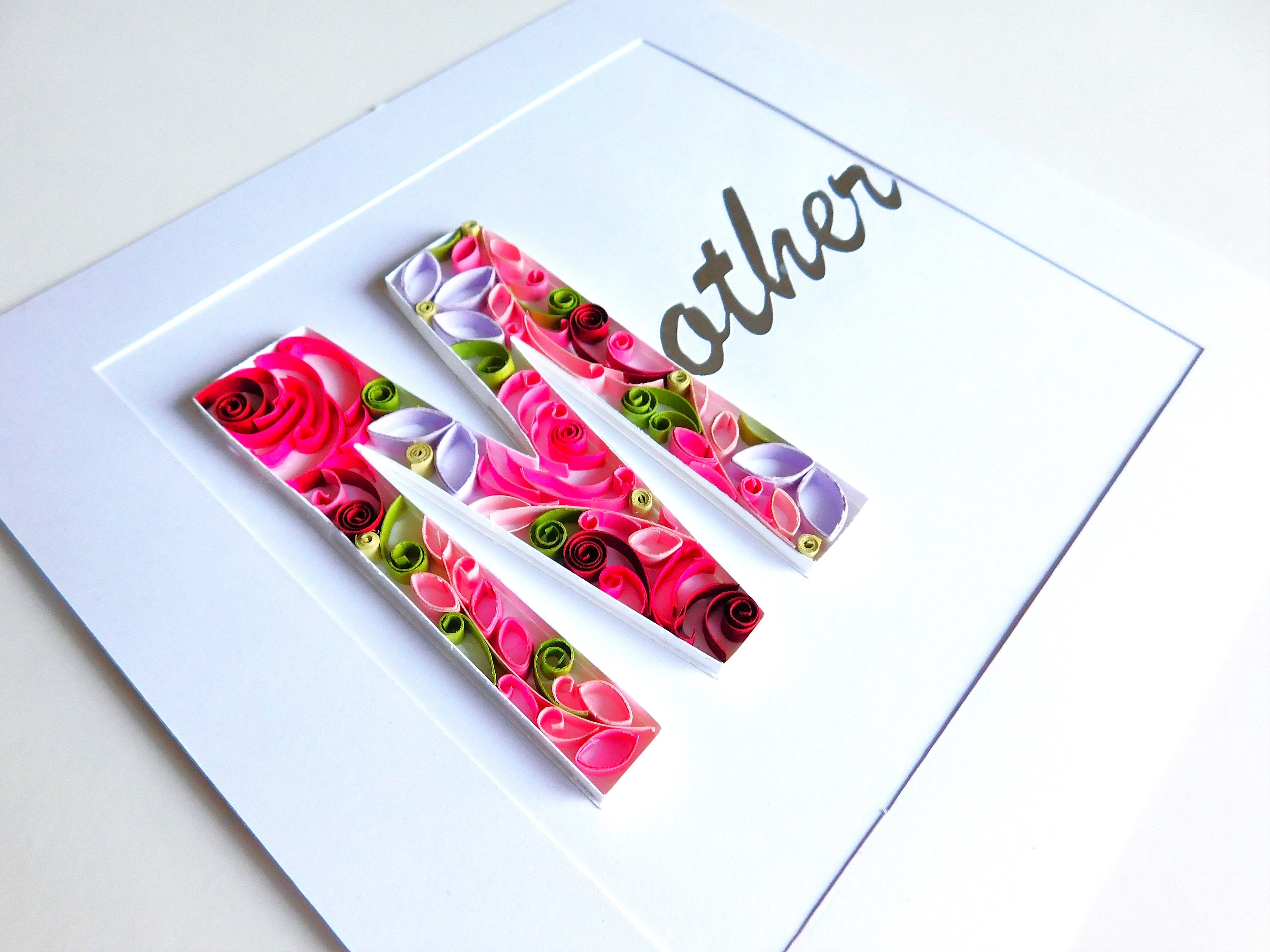 Mother Monogram M With Metallic Lettering/quilled Art - Etsy