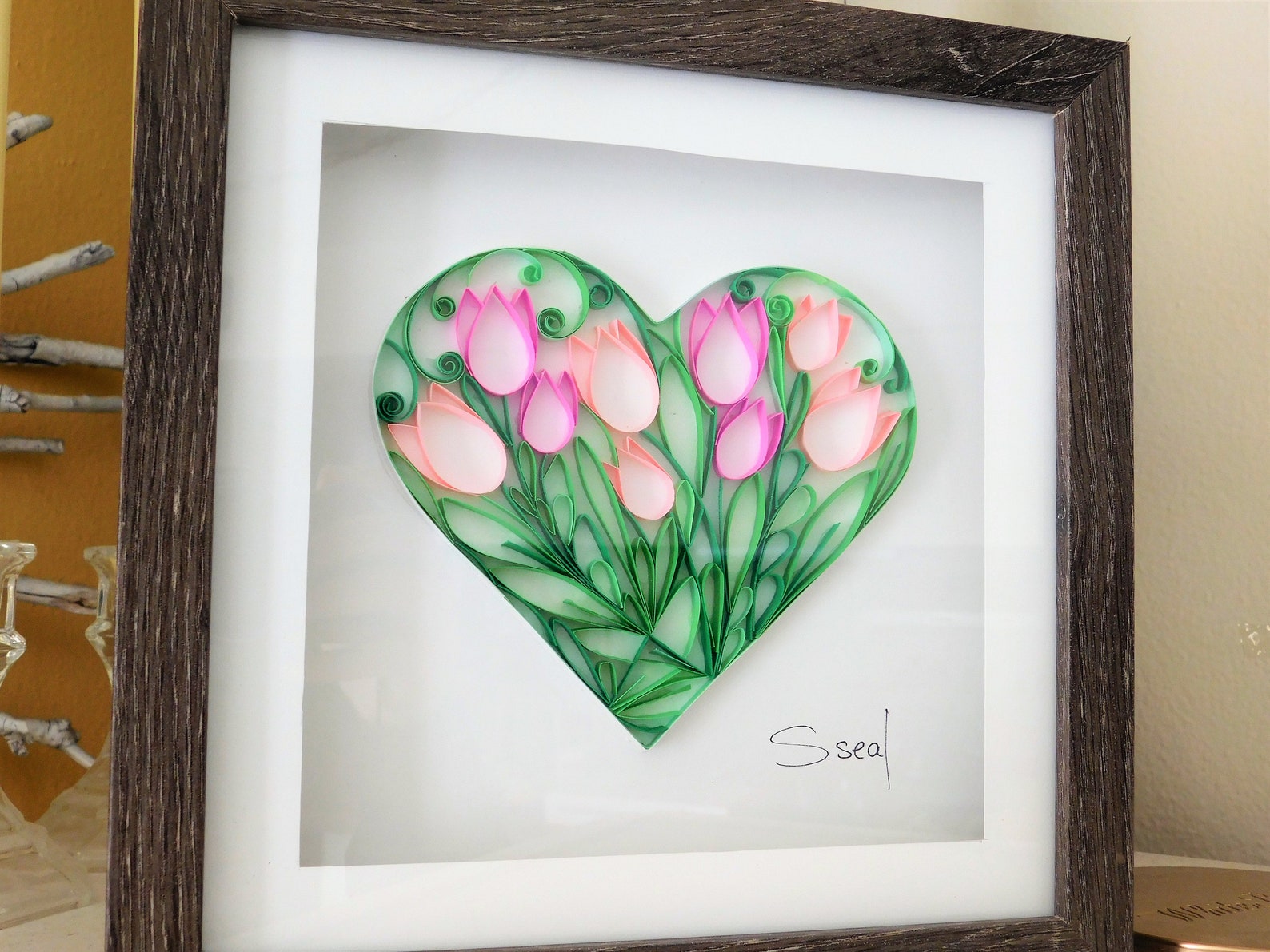 Rose in Heart-signature Artwork-valentines - Etsy