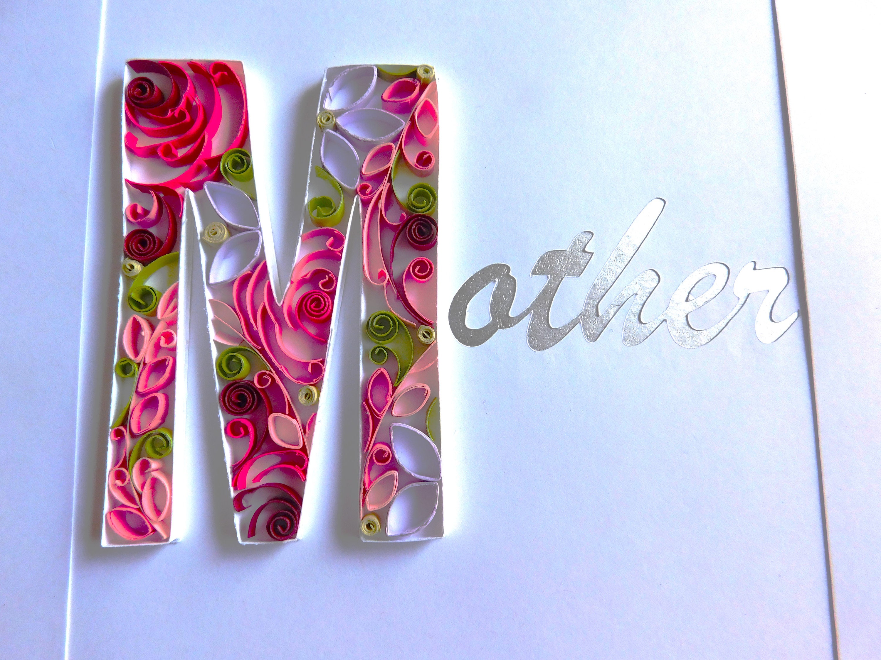 Mother Monogram M With Metallic Lettering/quilled Art - Etsy