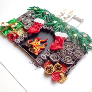 Christmas Fireplace-signature Art-quilled Paper Art - Etsy