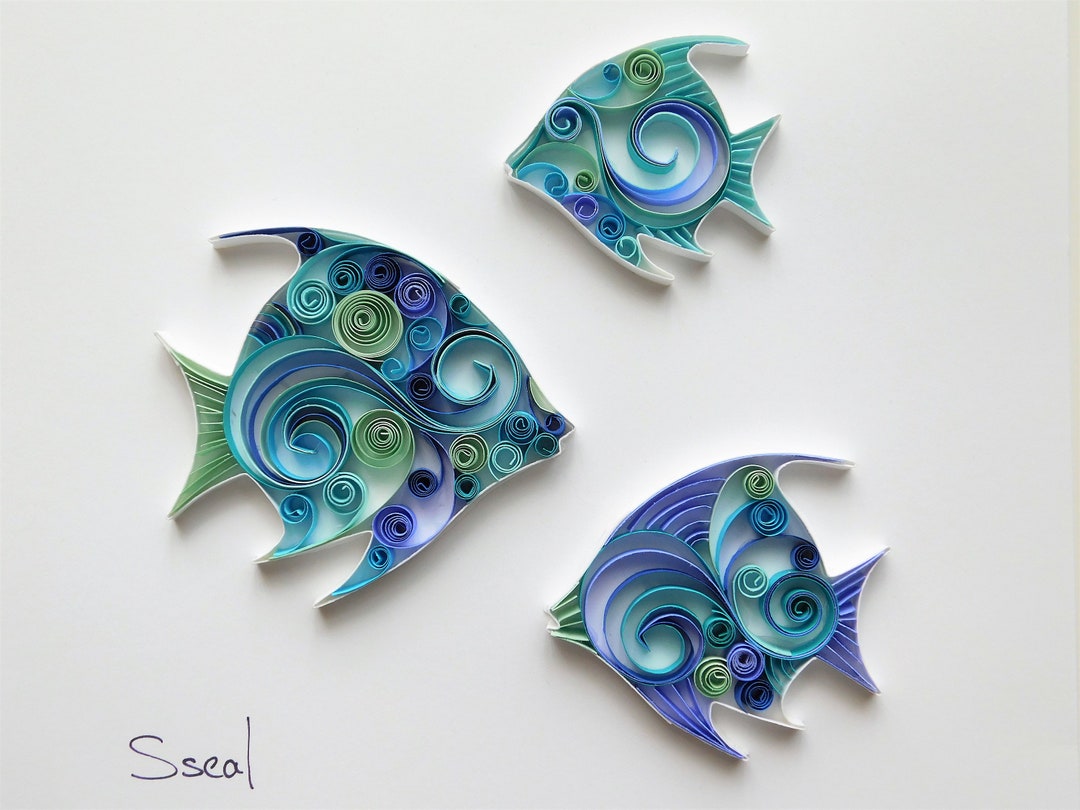 Blue Quilled Fish-signature Artwork - Etsy