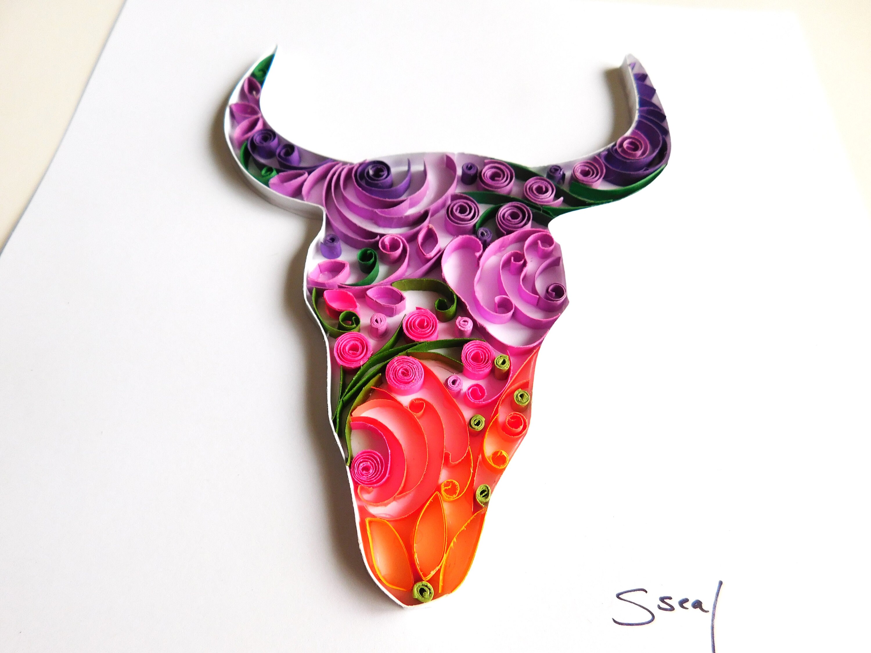 Desert Sunset Floral Skull/ Quilled Art - Etsy
