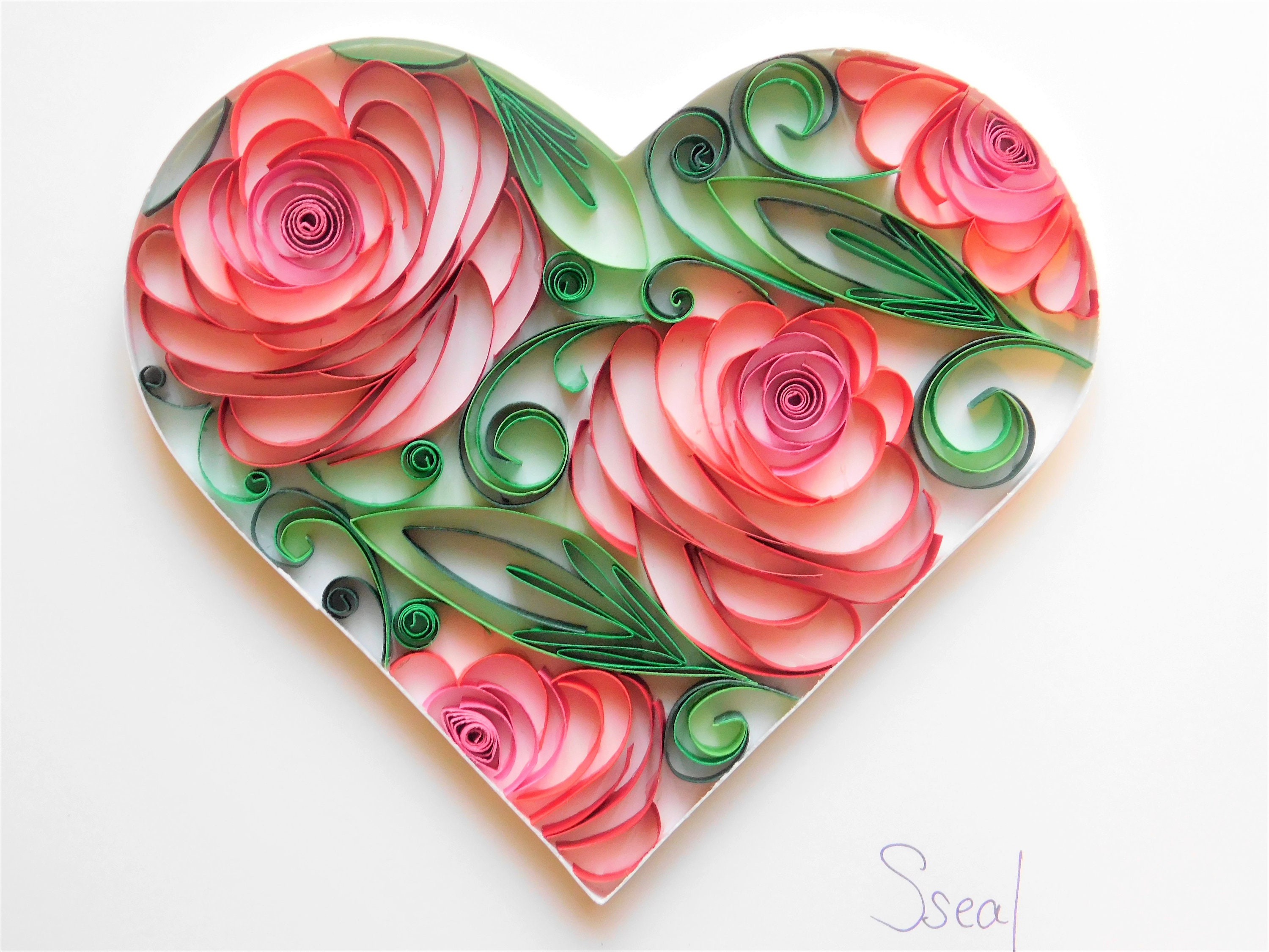 Rose in Heart-signature Artwork-valentines - Etsy