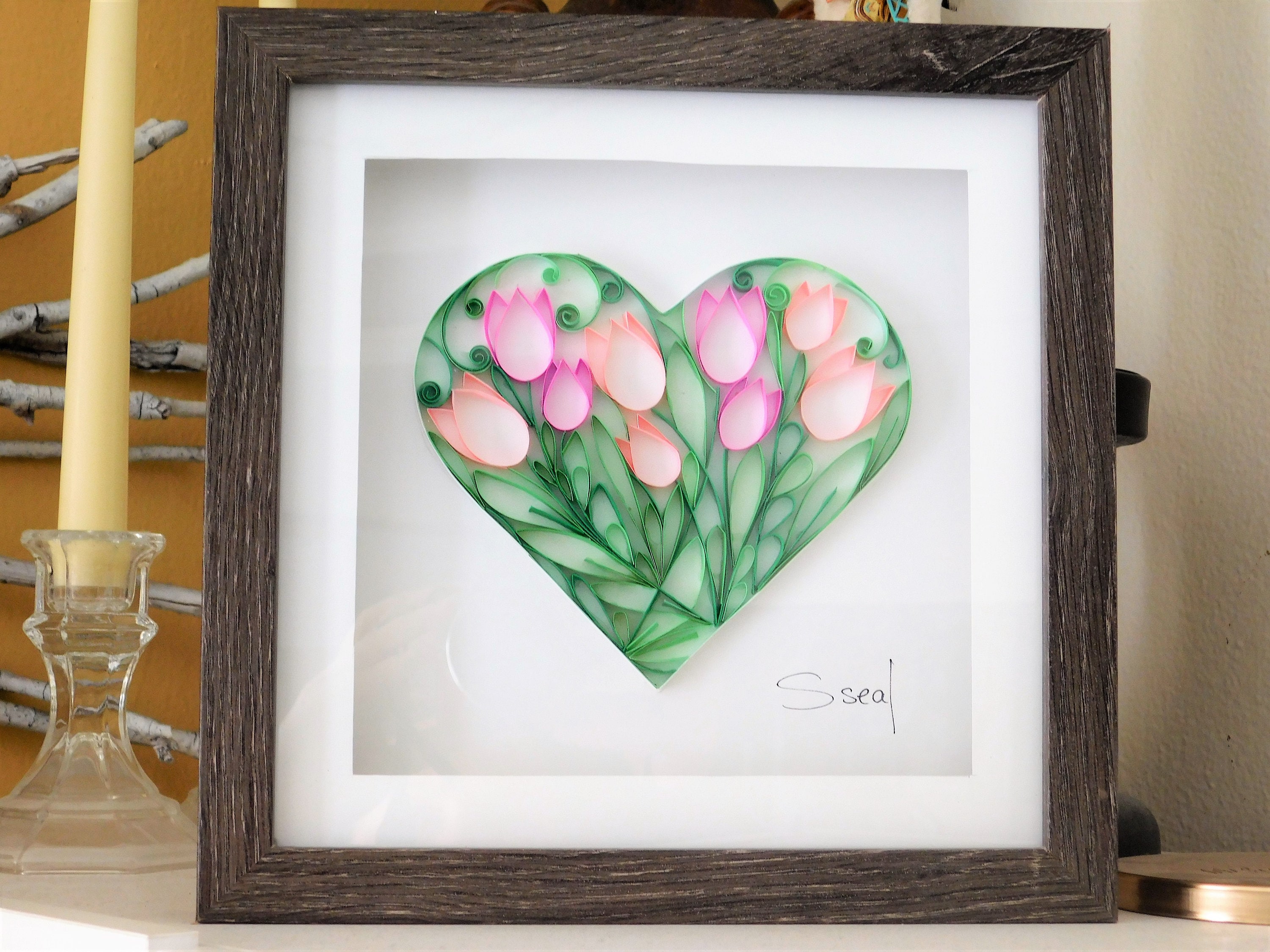 Rose in Heart-signature Artwork-valentines - Etsy