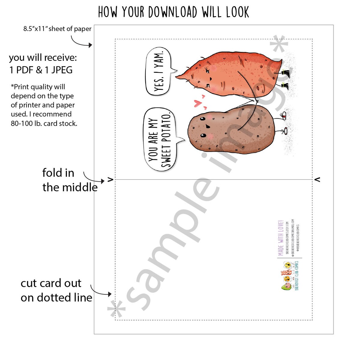 Sweet Potato Card, Pho Card, Valentines Day Cards, Valentines Day Card ...