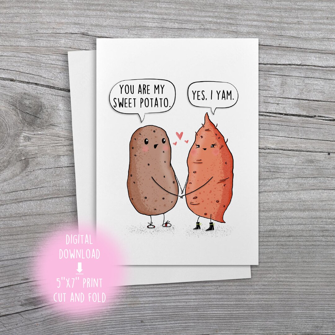 Sweet Potato Card, Pho Card, Valentines Day Cards, Valentines Day Card ...
