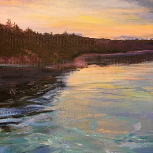 Ocean Painting, Shore Painting, Sunset Painting, Ocean Sunset, West ...