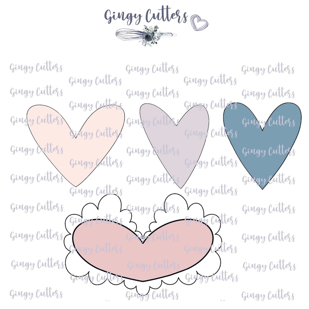 Skinny / Funky Chubby Heart Cookie Cutter From Tiny to Large Various ...