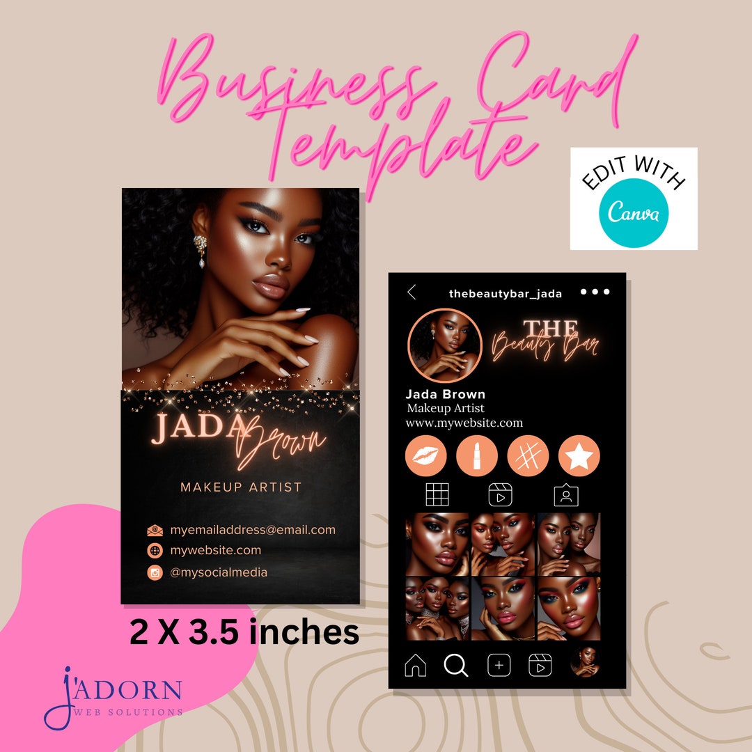 DIY Editable Business Card Design, Makeup Artist Business Card Design ...