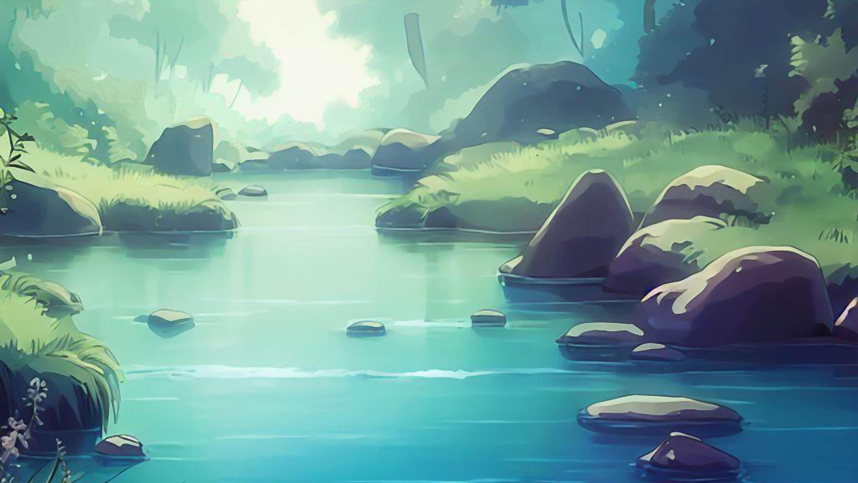 Anime River in the Forest Paintings volume 3 - Etsy