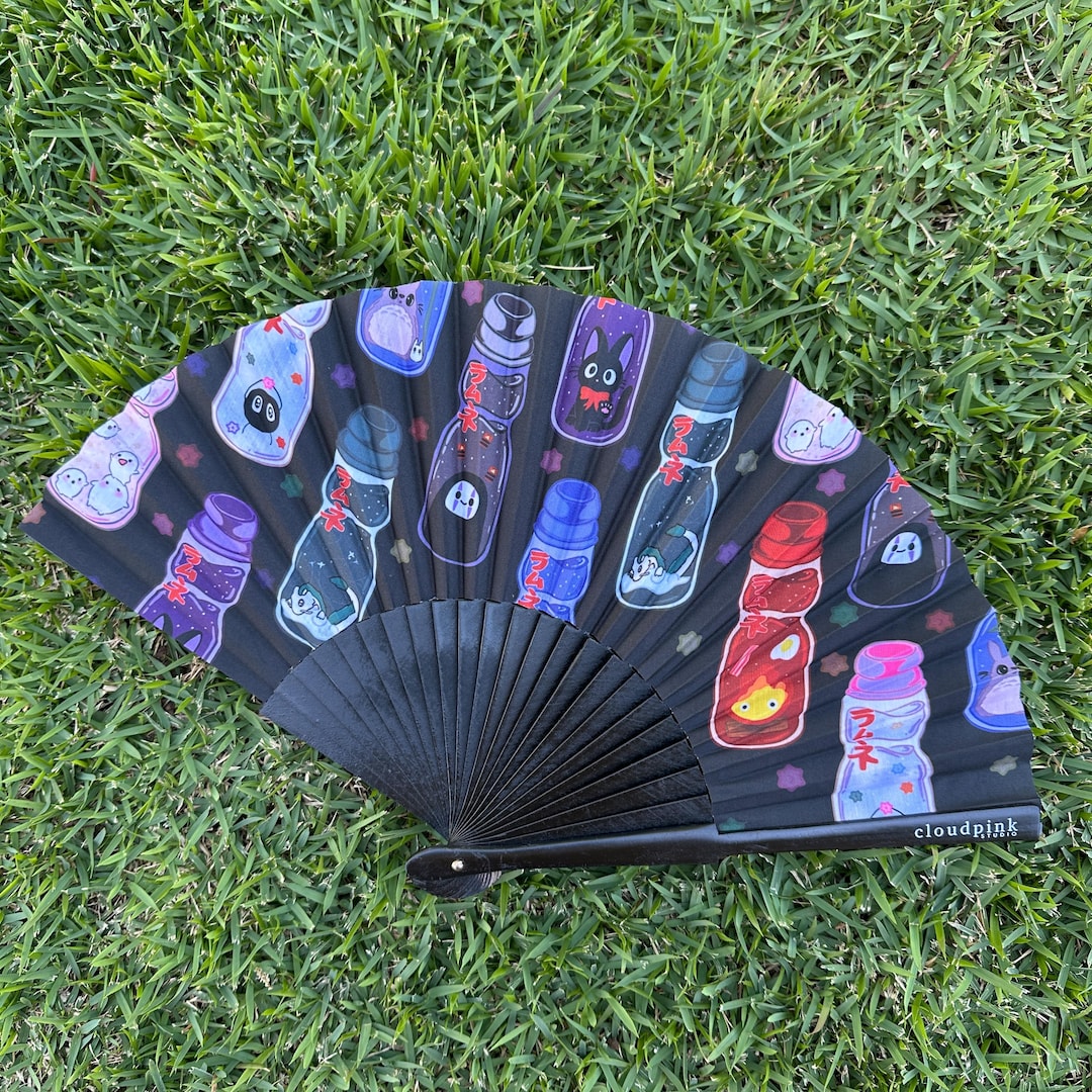 Ramune Mini Hand Fan | Bamboo & Satin - Etsy