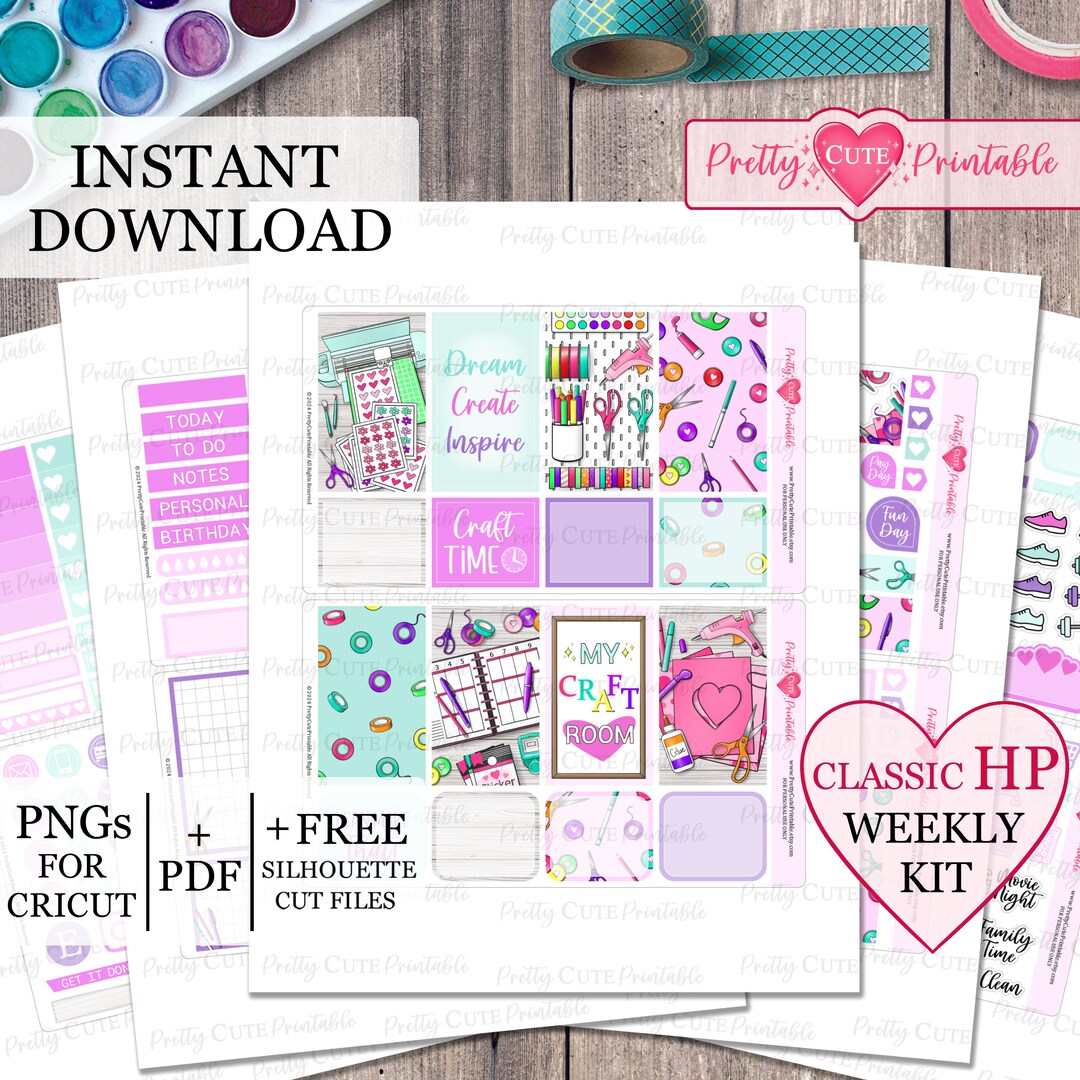 ARTS AND CRAFTS Printable Planner Sticker Kit/classic Happy Planner ...
