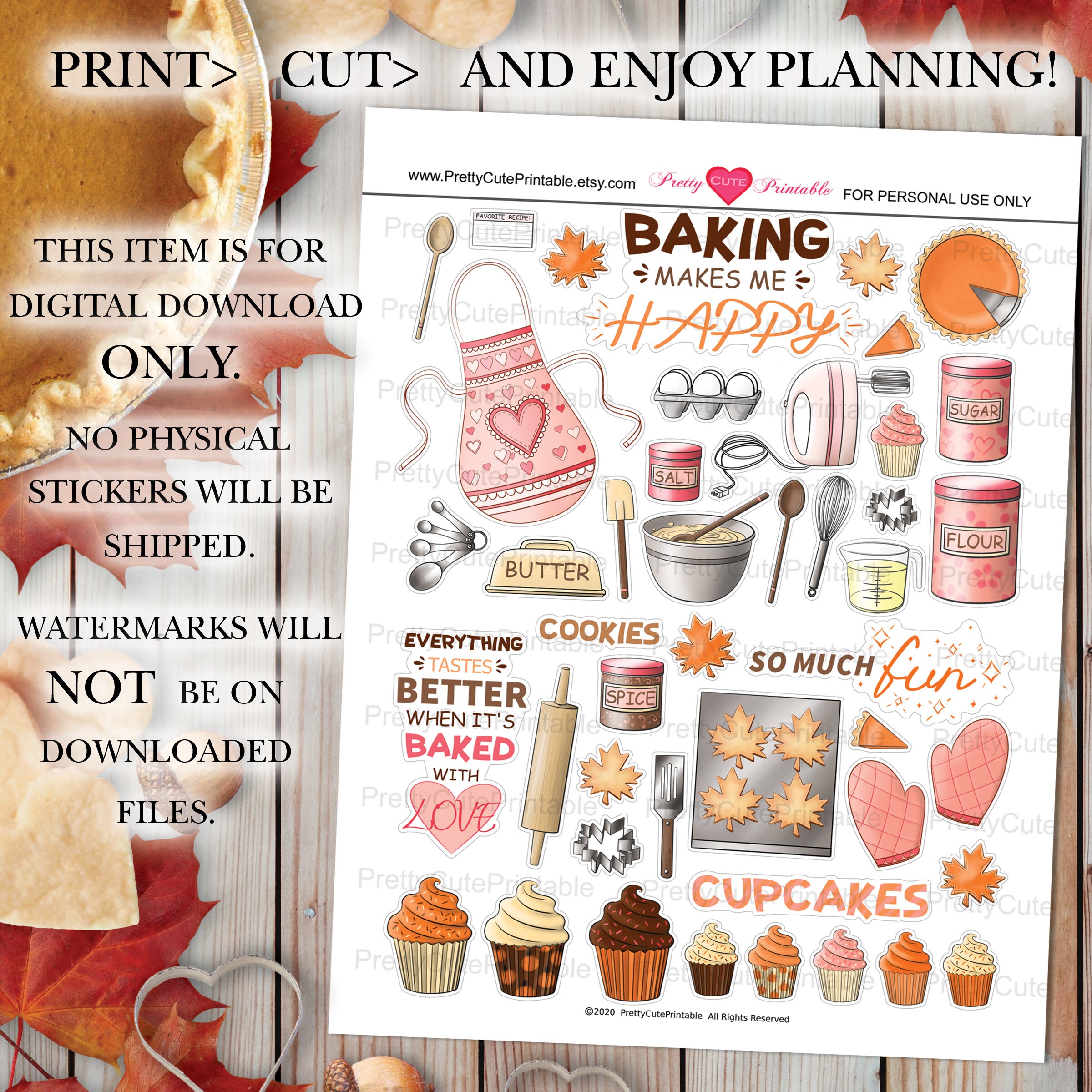 BAKING STICKERS Printable Planner Stickers/fall Cookies - Etsy