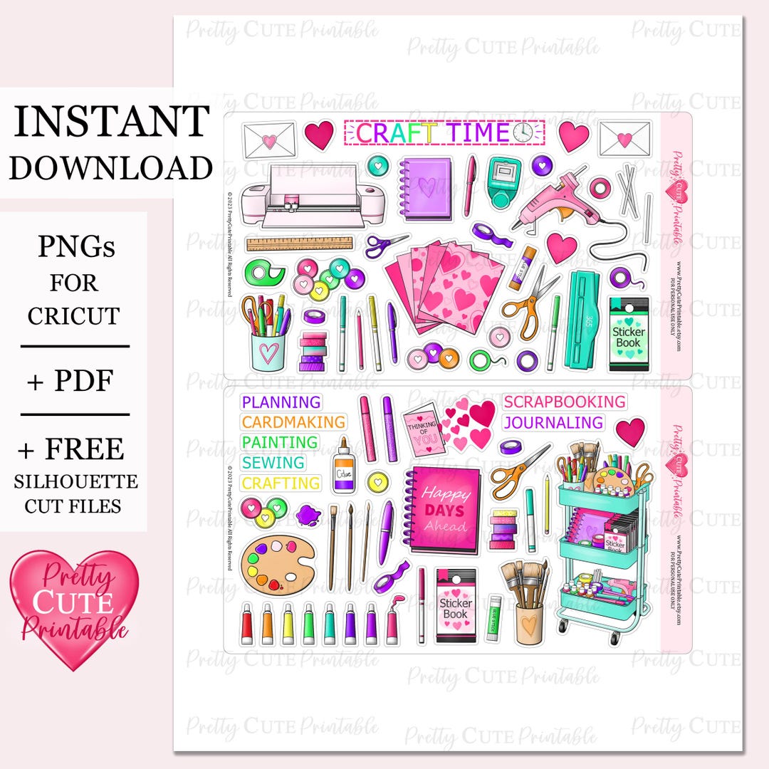 ARTS AND CRAFTS Printable Planner Stickers/craft Cart/cutting Machine ...