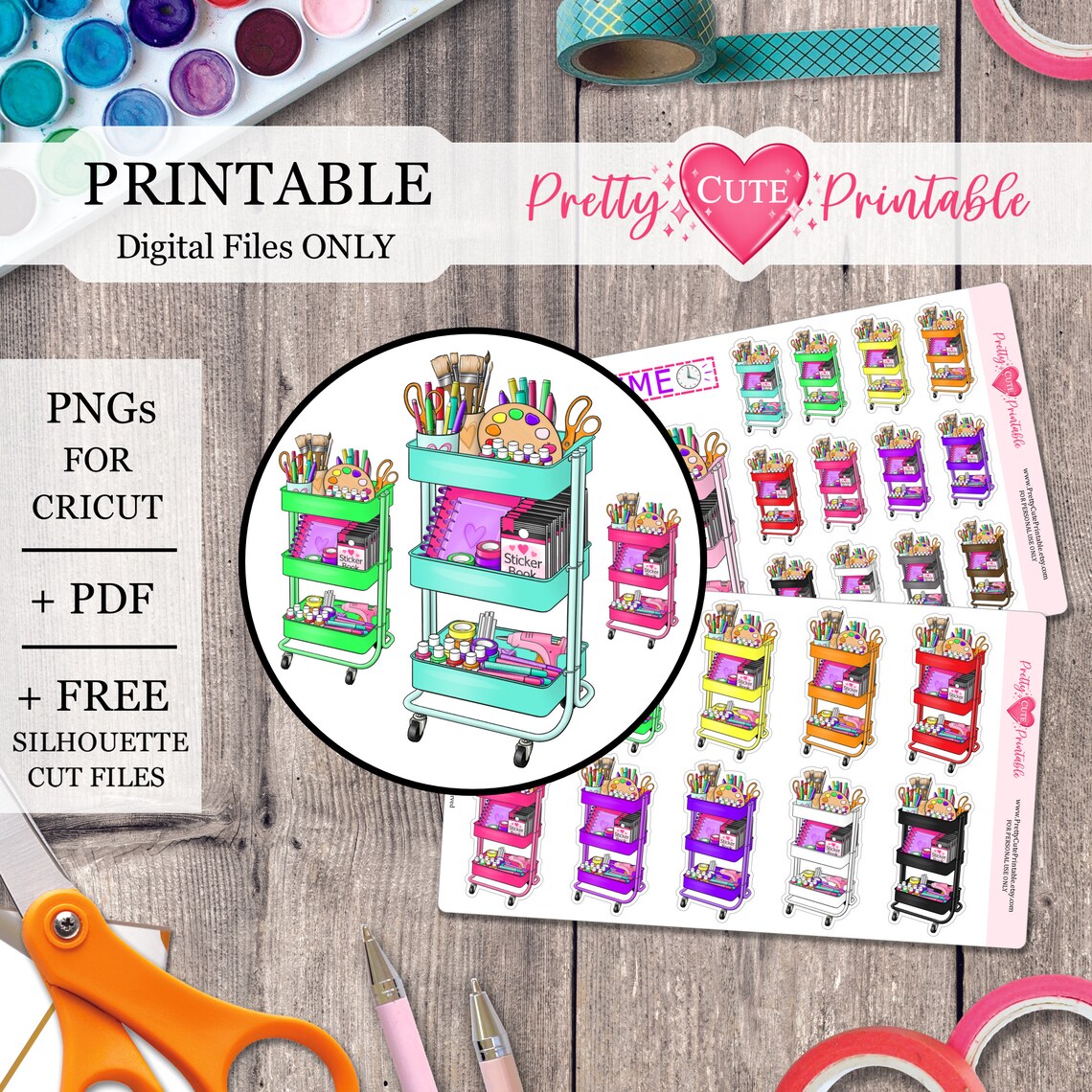 CRAFT CART Printable Planner Stickers/png/mini Craft Cart/scrapbooking ...