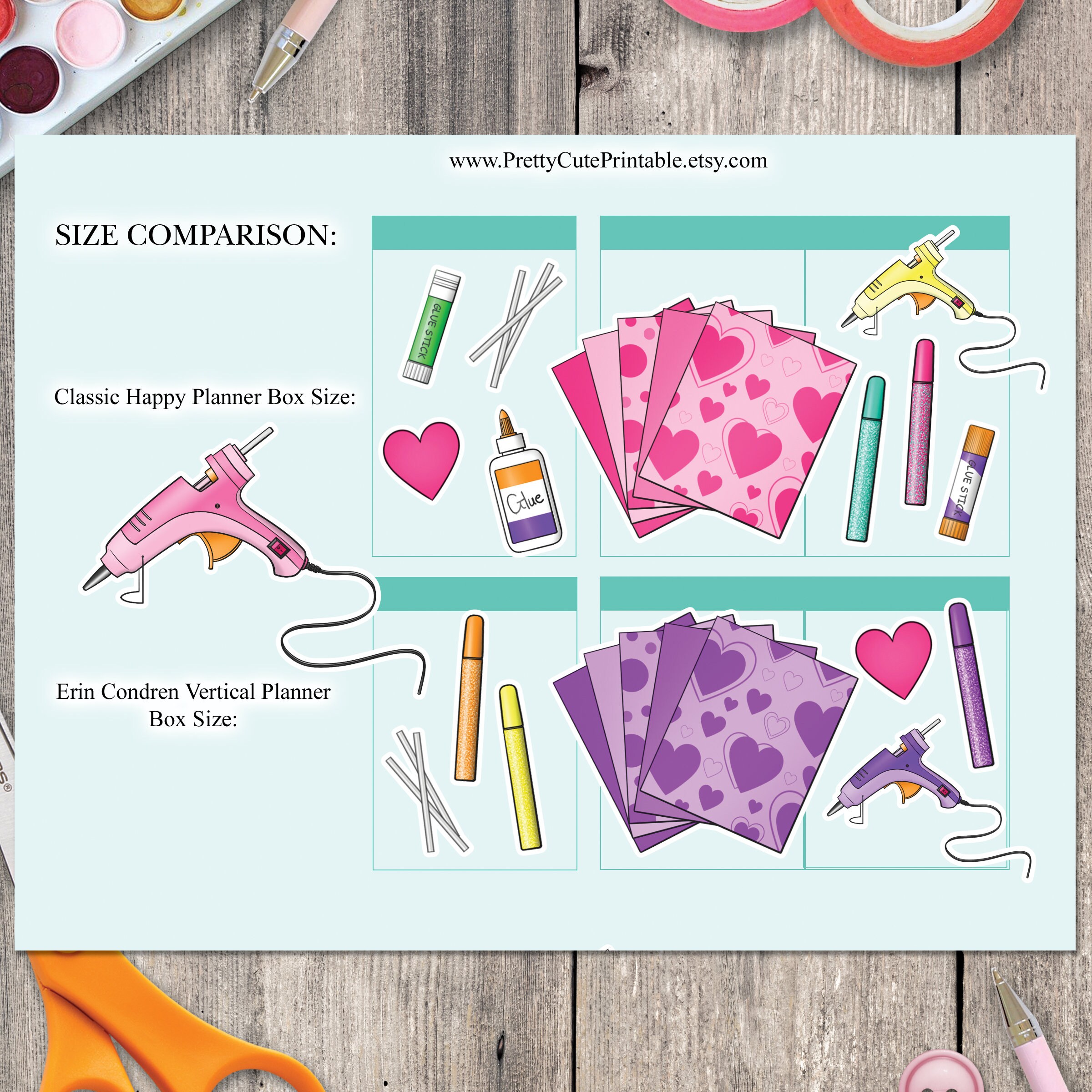 CONSTRUCTION PAPER Printable Planner Stickers/craft Glue/hot Glue Gun ...