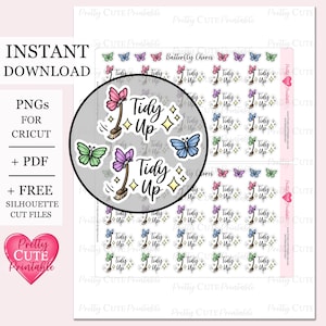 Tidy up Printable Planner Stickers Butterfly Chore Functional Icon ...