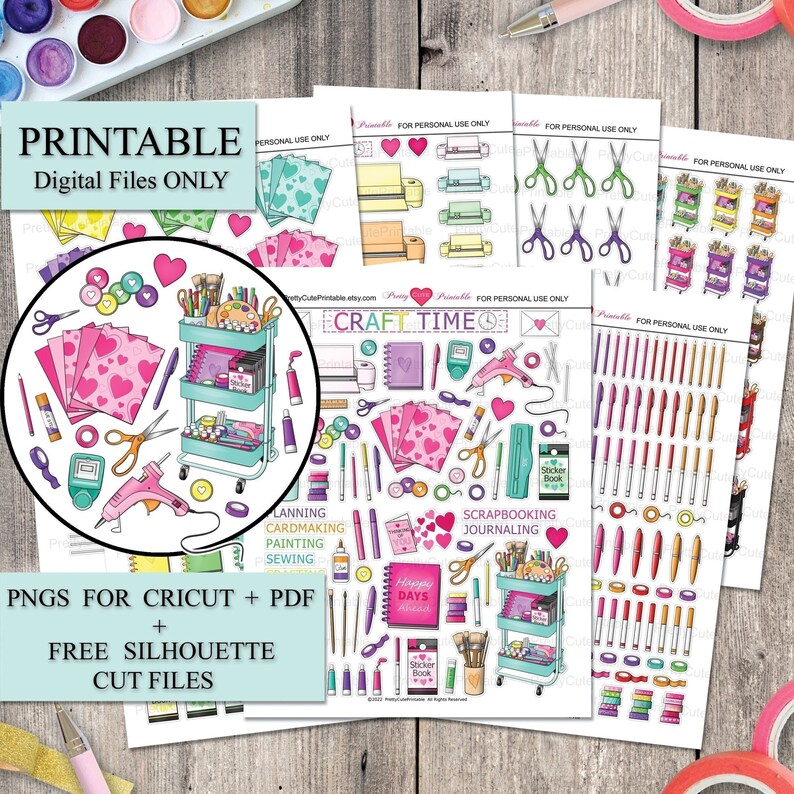 ARTS AND CRAFTS Printable Planner Stickers Big Bundle/craft - Etsy