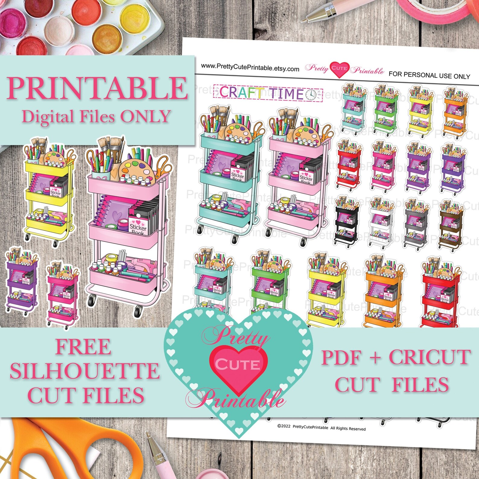 CRAFT CART Printable Planner Stickers/png/mini Craft - Etsy