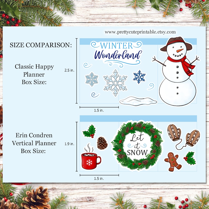 WINTER WONDERLAND Printable Planner Stickers/snowman/snowflakes/snow ...