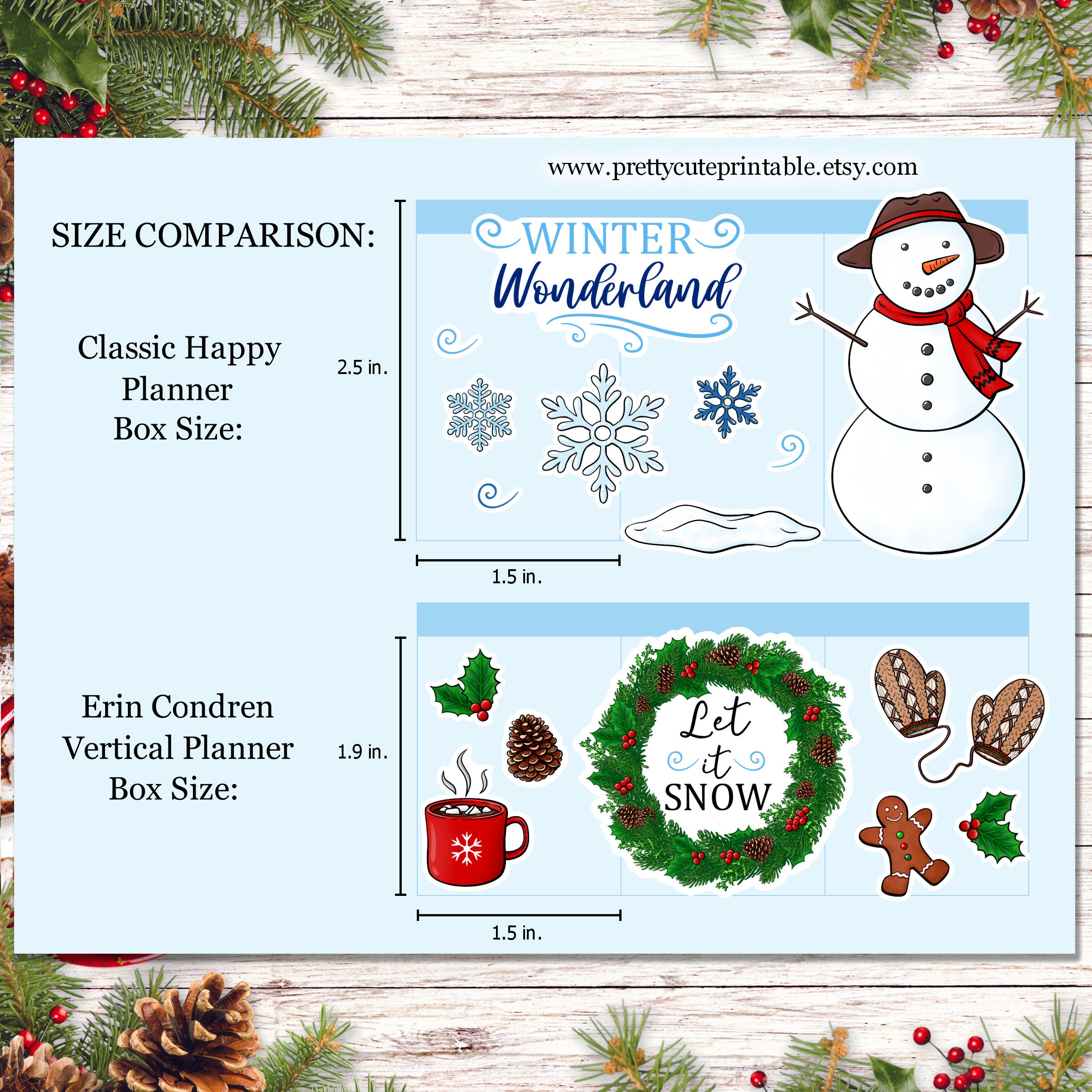 WINTER WONDERLAND Printable Planner Stickers/snowman/snowflakes/snow ...