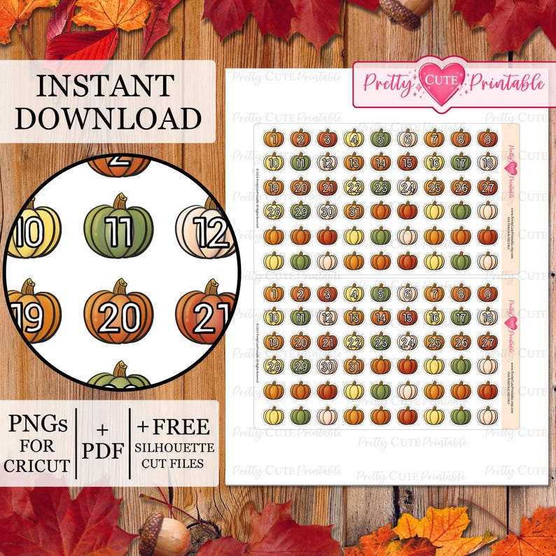 Mini Pumpkin Date Cover Printable Planner Stickers Fall Themed ...