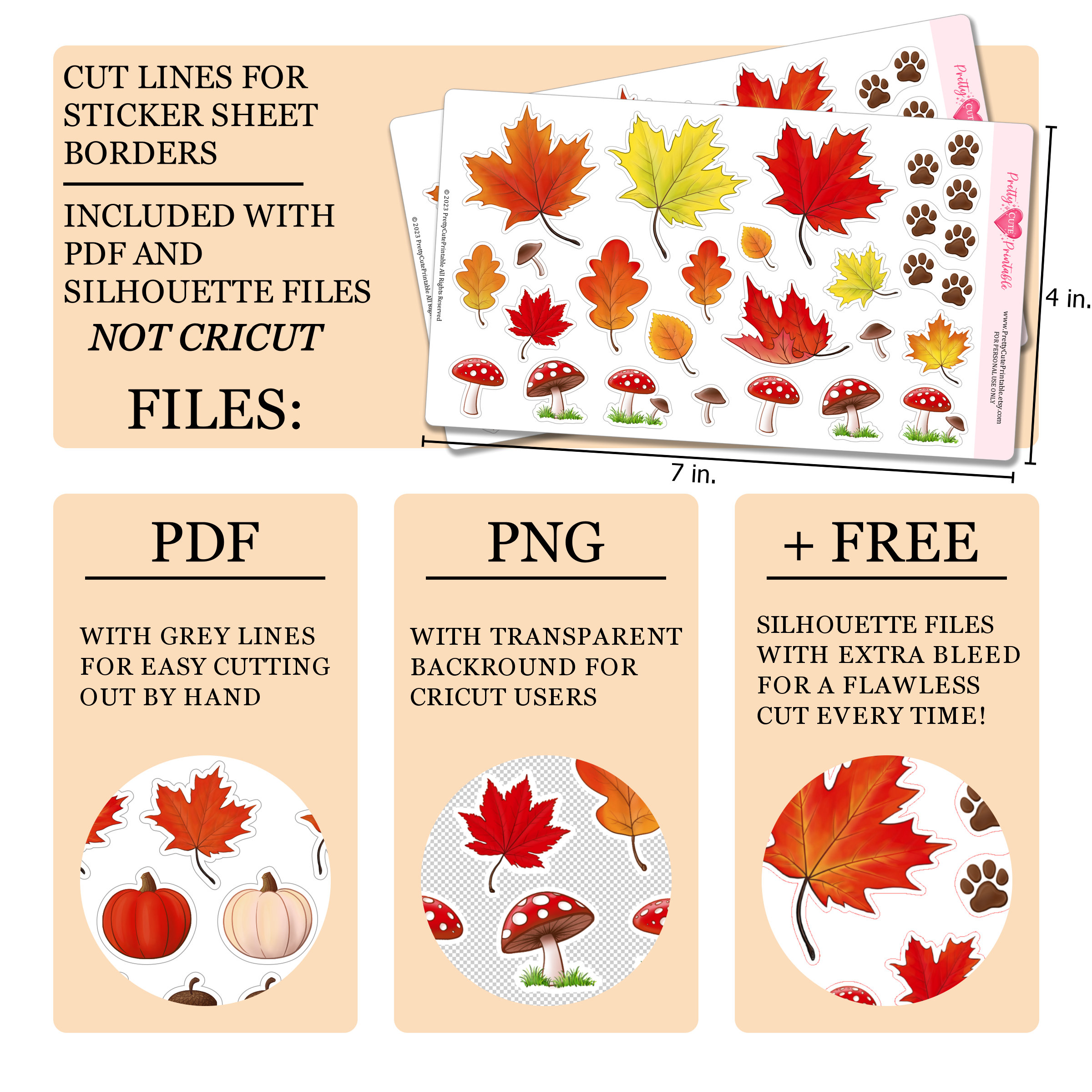 AUTUMN LEAVES Printable Planner Stickers/paw Print/pumpkin/fall Themed ...