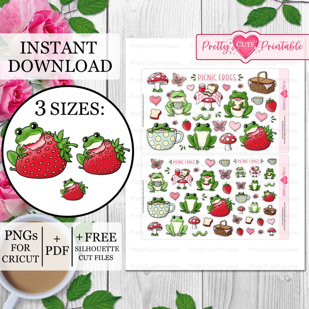 PICNIC FROGS Printable Planner Stickers Cute Frog Stickers for Bullet ...