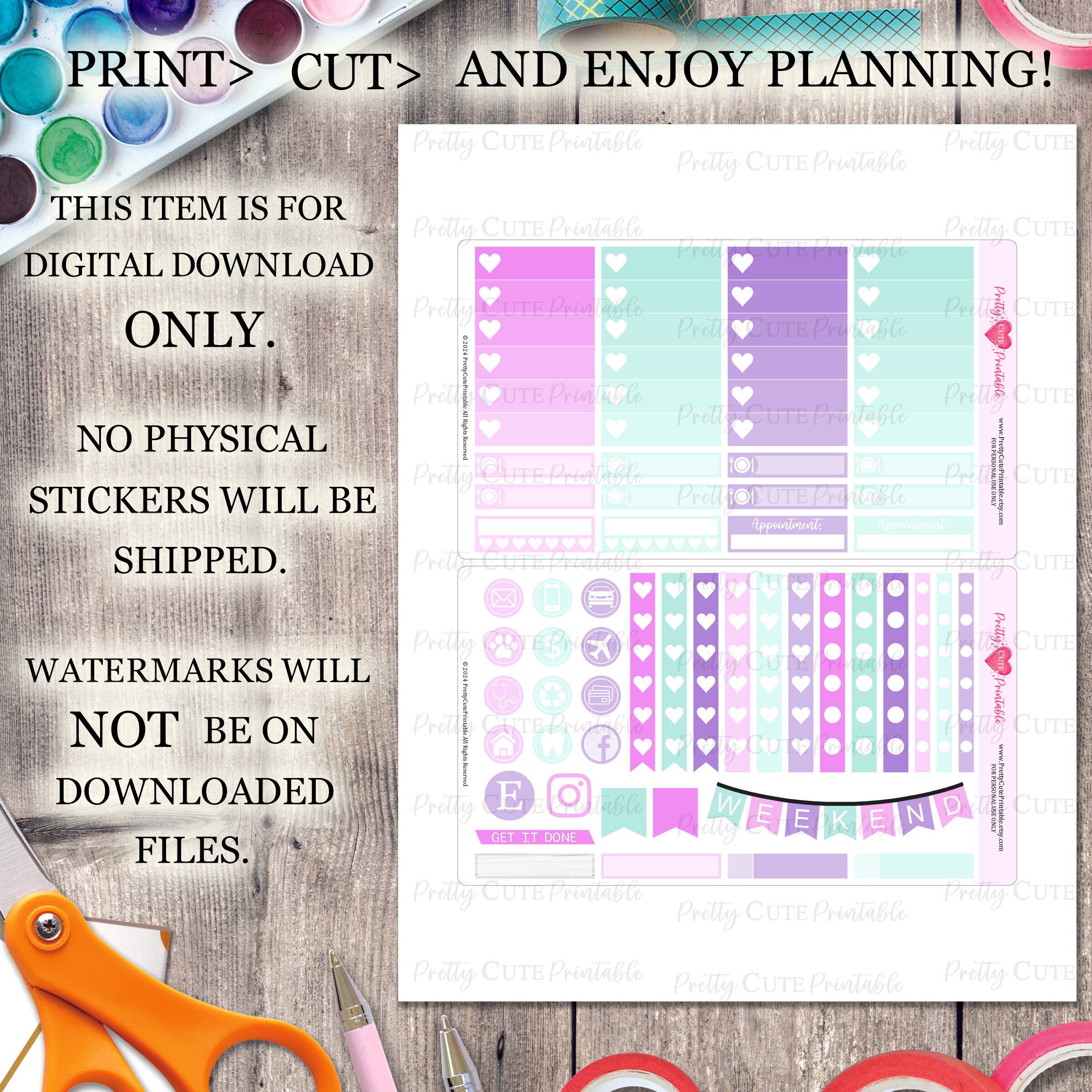 ARTS AND CRAFTS Printable Planner Sticker Kit/classic Happy Planner ...