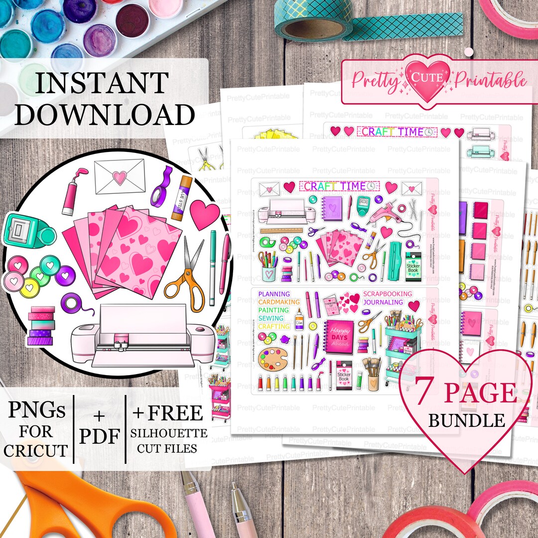 ARTS AND CRAFTS Printable Planner Stickers Big Bundle/craft Cart ...