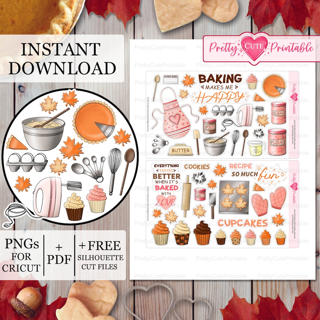 BAKING STICKERS Printable Planner Stickers/fall Cookies Cupcakes ...