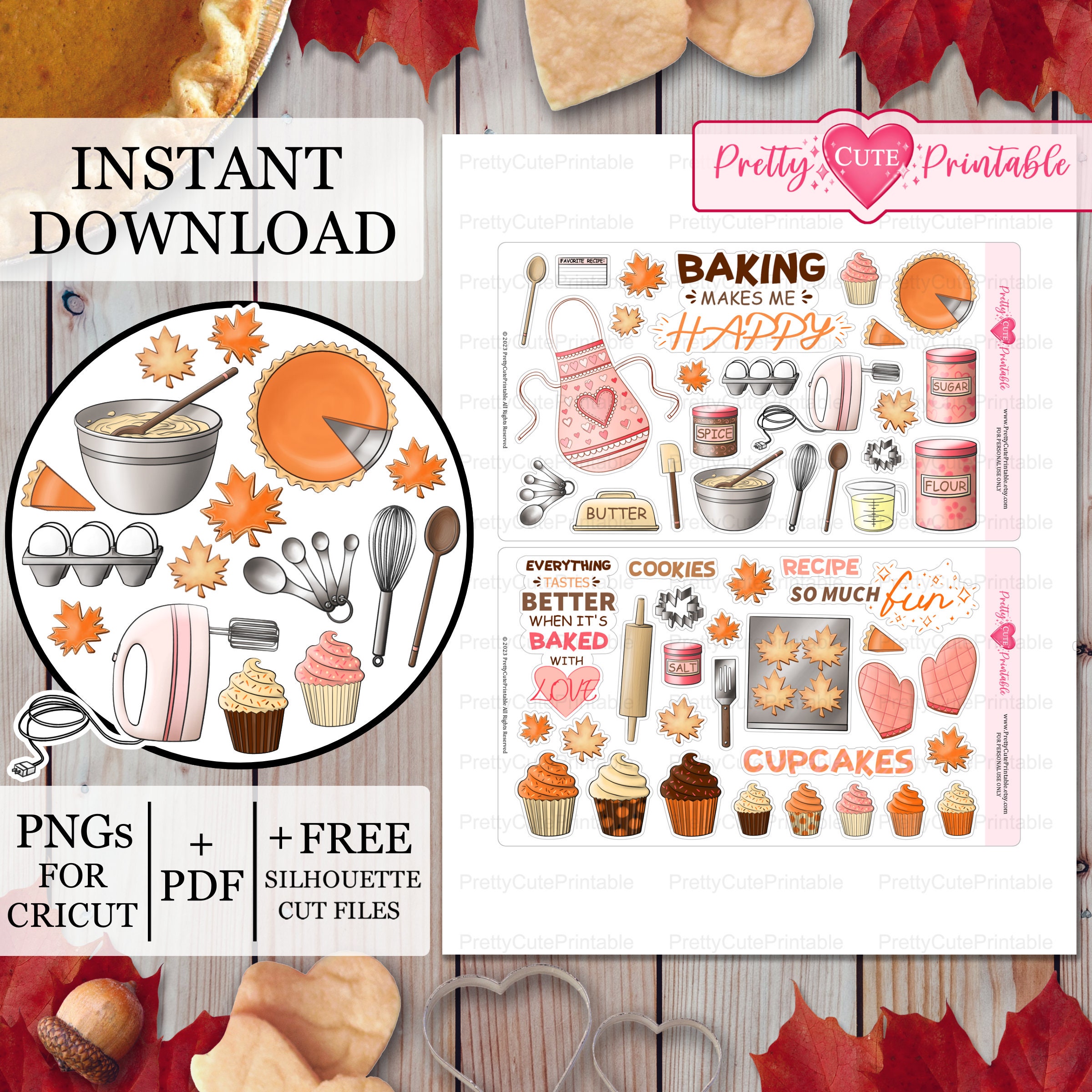 BAKING STICKERS Printable Planner Stickers/fall Cookies Cupcakes ...