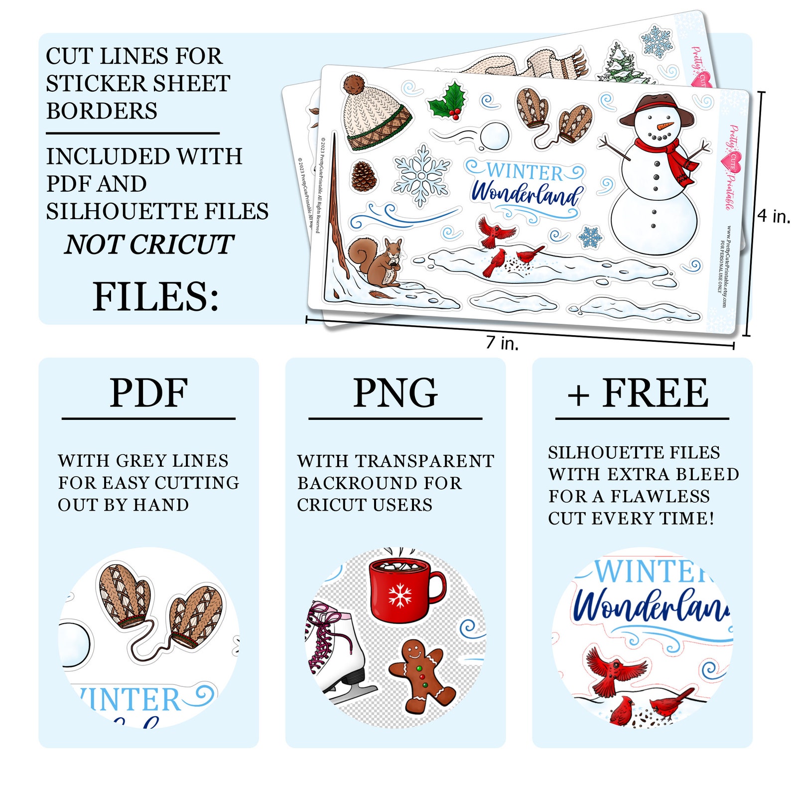 WINTER WONDERLAND Printable Planner Stickers/snowman/snowflakes/snow ...